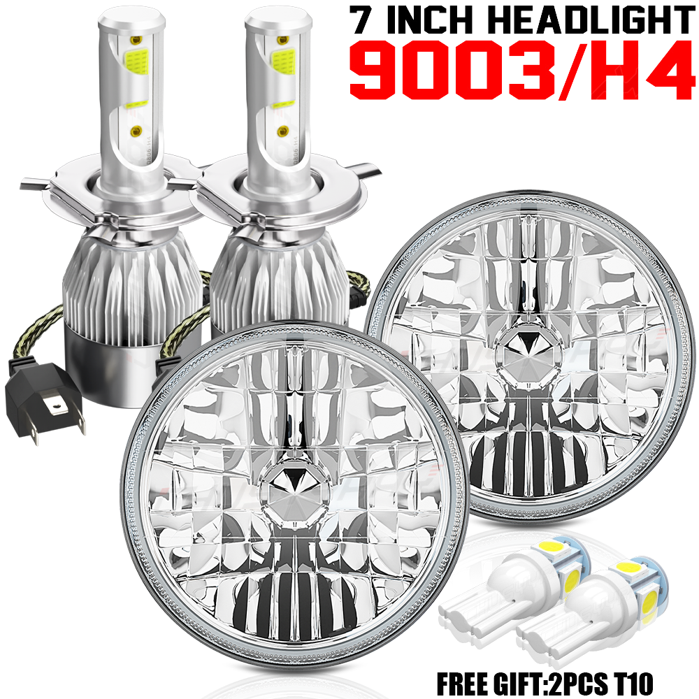 1 Pair Halo 7"Round LED Headlight Hi/Lo Bulbs for Chevy C10 C20 C30 G10 ...