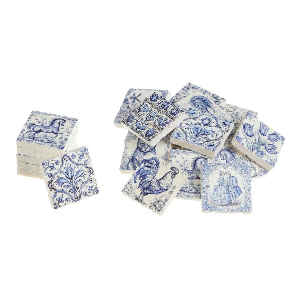 Miniature dollhouse tiles, Mini Delft Tiles, Decorative tiny tile, 1:12 ...