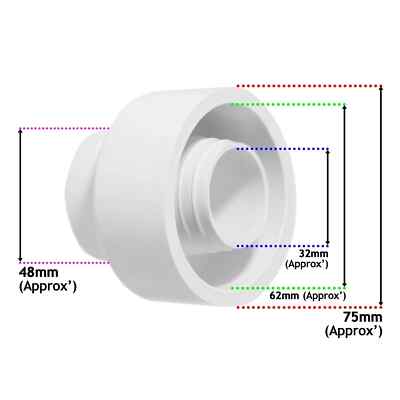 External Toilet Flush Cone Rubber White Pipe to Pan Sealing Washer WC ...