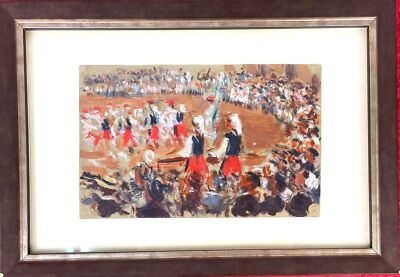 TOWN PARTY. MIXED TECHNIQUE ON PAPER. CATALAN SCHOOL. SPAIN. XIX - XX ...