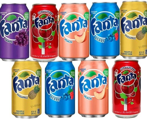 Fanta Naturally Flavoured American Soft Soda Drink MIX 355ml x 12 Cans ...