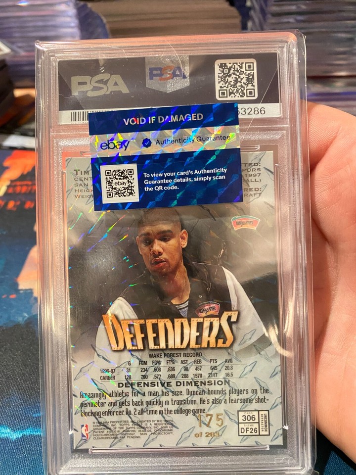 1997 Finest Embossed Tim Duncan Refractor PSA 10 Rookie Card | eBay