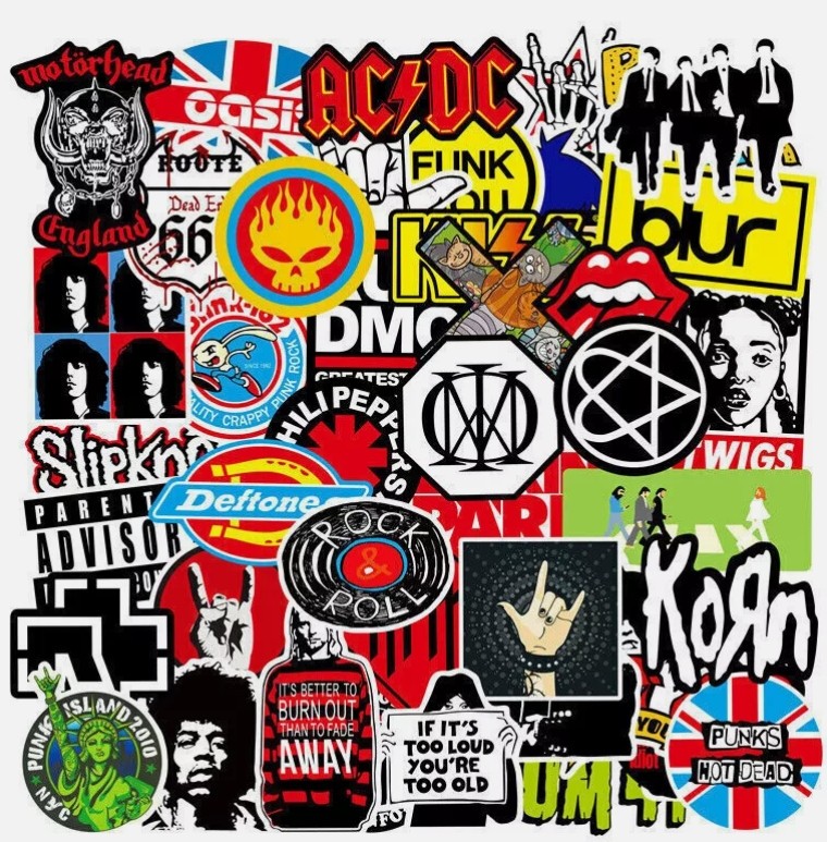 US 100PCS Rock Band Stickers Lot Punk Music Heavy Metal Bands Sticker ...