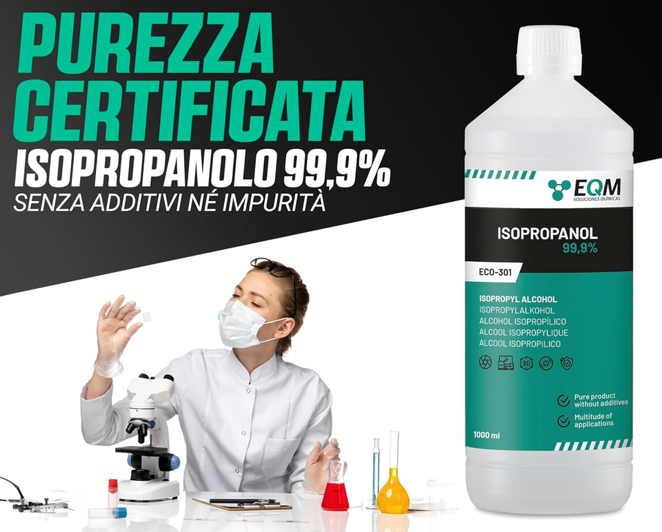 EQM - ECO-301 - Isopropanolo - Alcool Isopropilico 99,9% - 1L - Pulizia ...