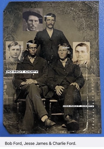 Authentic Western Jesse James & Bob Ford & Charlie Ford Outlaw Tintype ...