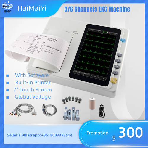 7inch touch screen Digital 3 Channel 12 Leads ECG/EKG Machine ...