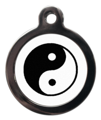 Pet ID tag YIN YANG Symbol Black & White Personalised tag or Keyring 2 ...