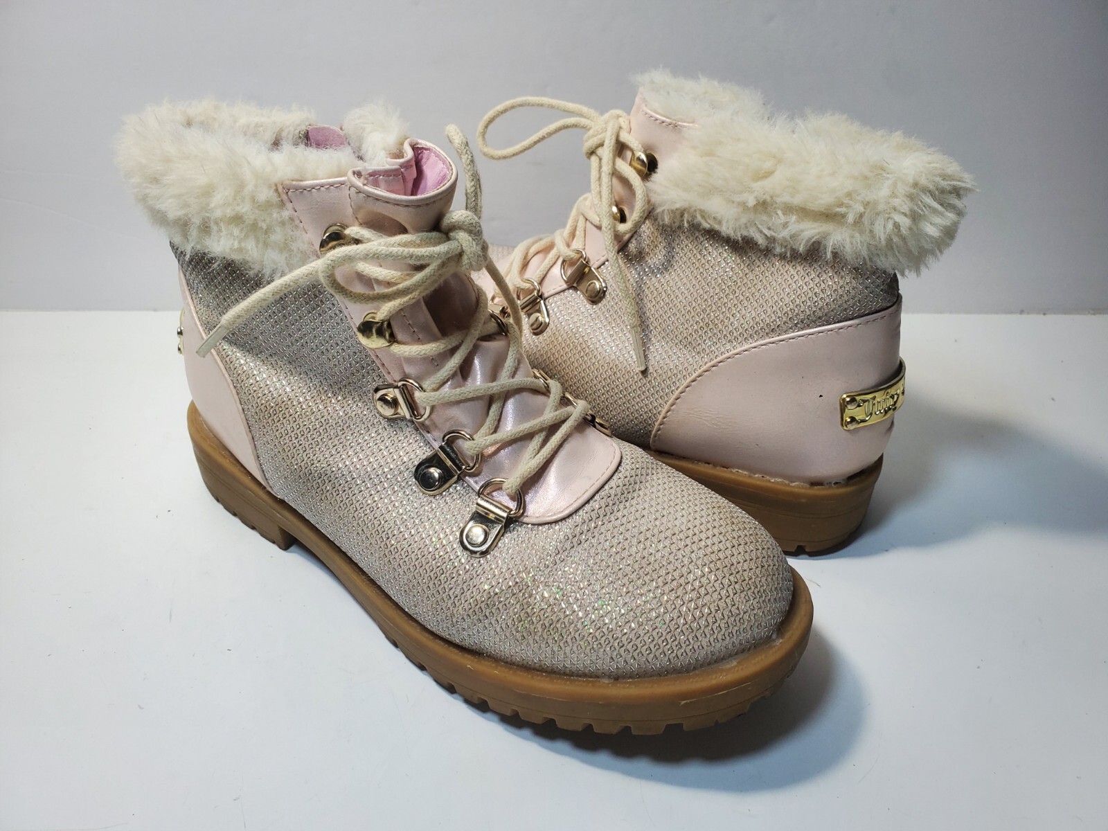 Juicy Couture Kids Girls Pink Fur Lined Winter Boots - Size 2 | eBay