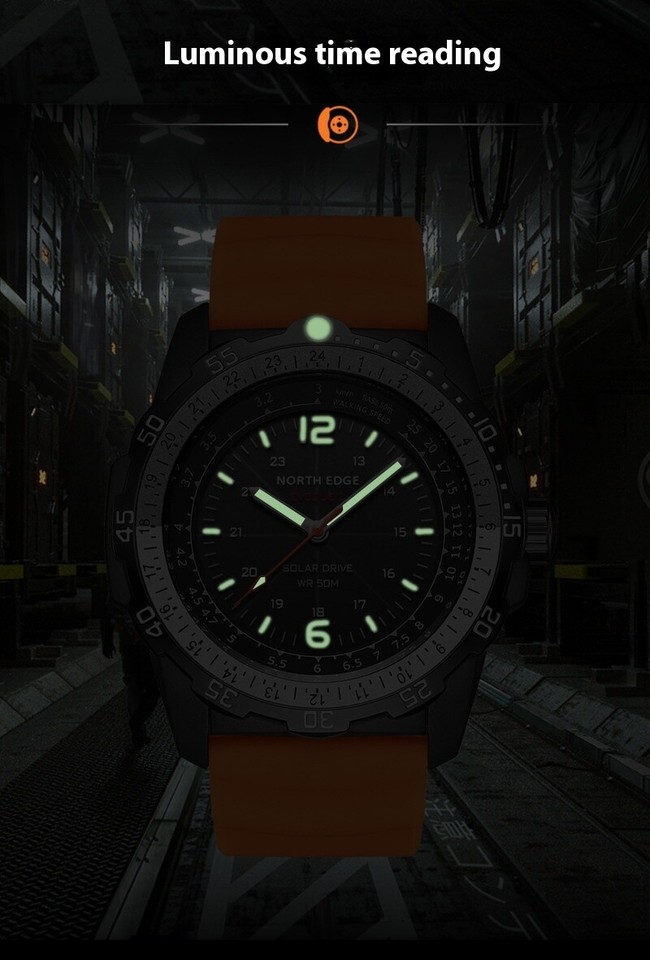 Outdoor Sports Waterproof Solar Rechargeable Watch Eco-Drive Luminous ...