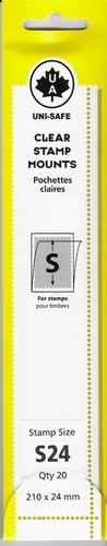 Uni-Safe S24 Top Opening Stamp Mounts: 24 mm - 20 CLEAR strips (210mm ...