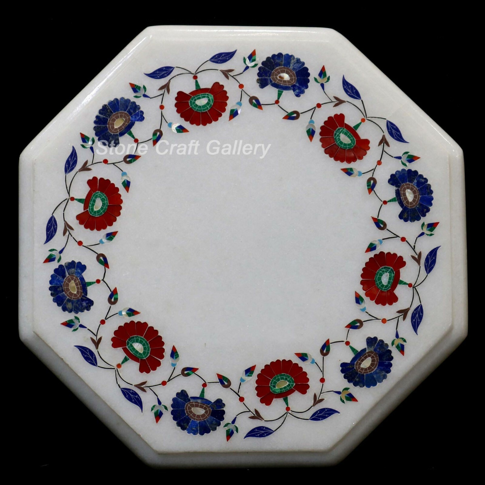 15" Marble Corner Table Top Pietra Dura Inlay Art Handmade Home ...