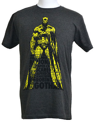 Batman Cloaked in Text T-shirt DC Comics Dark Knight Graphic Tee ...