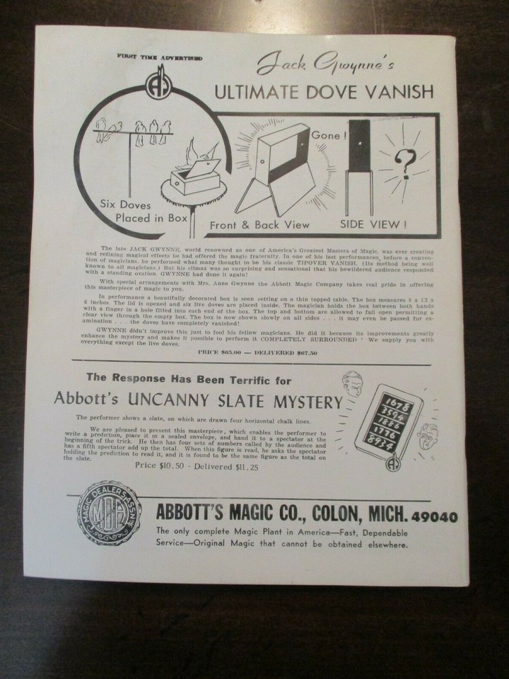 THE NEW TOPS MAGAZINE MAGIC APRIL 1972 VOL 12 NO 4 ED ECKL ABBOTTS ...