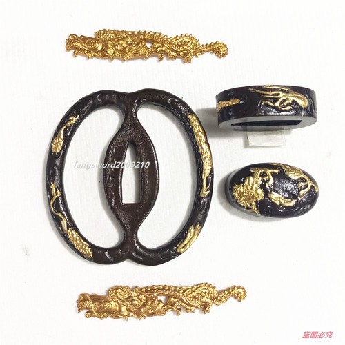 Exquisite Copper Brass Musashi Tsuba Fuchi Kashira Menuki Japane katana ...