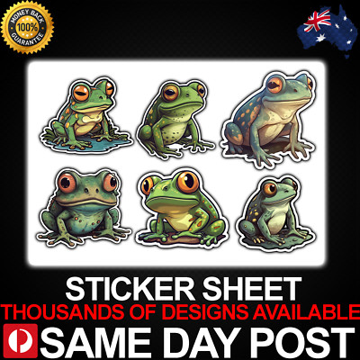 GREEN TREE FROGS Vinyl Sticker Sheet Car Decal Cheap Cute Wild Pet ...