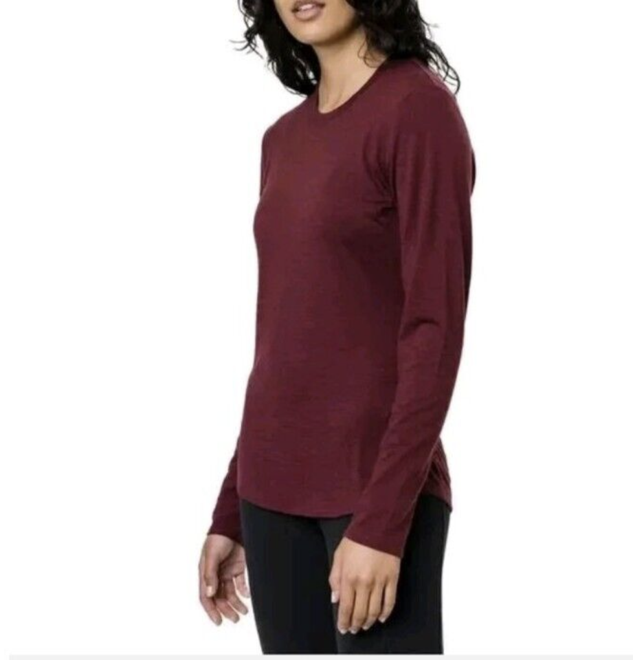 Segments Women's Merino Wool Long Sleeve Top Shirt Merlot Melange - M ...