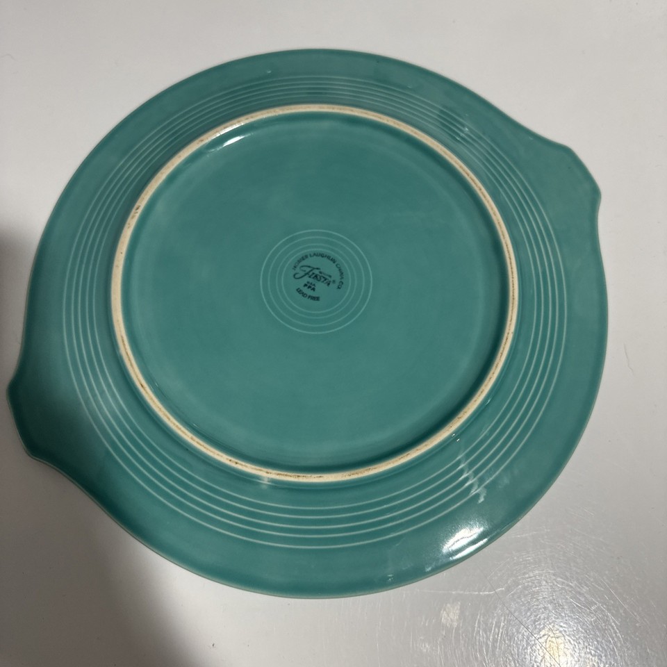 FIESTA HLC Fiestaware Turquoise Handled Cake Plate 12" USA | eBay