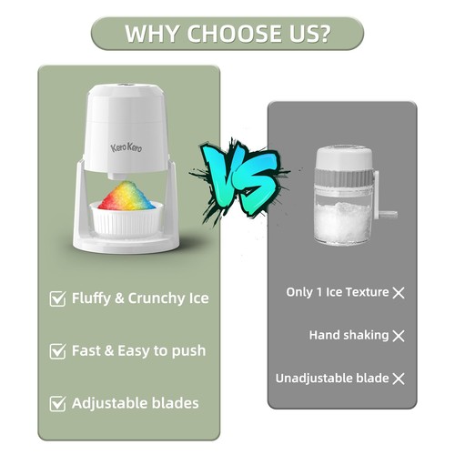 Snow Cone Machine - Shaved Ice Machine - 2 ICY Textures Ice Shaver for ...