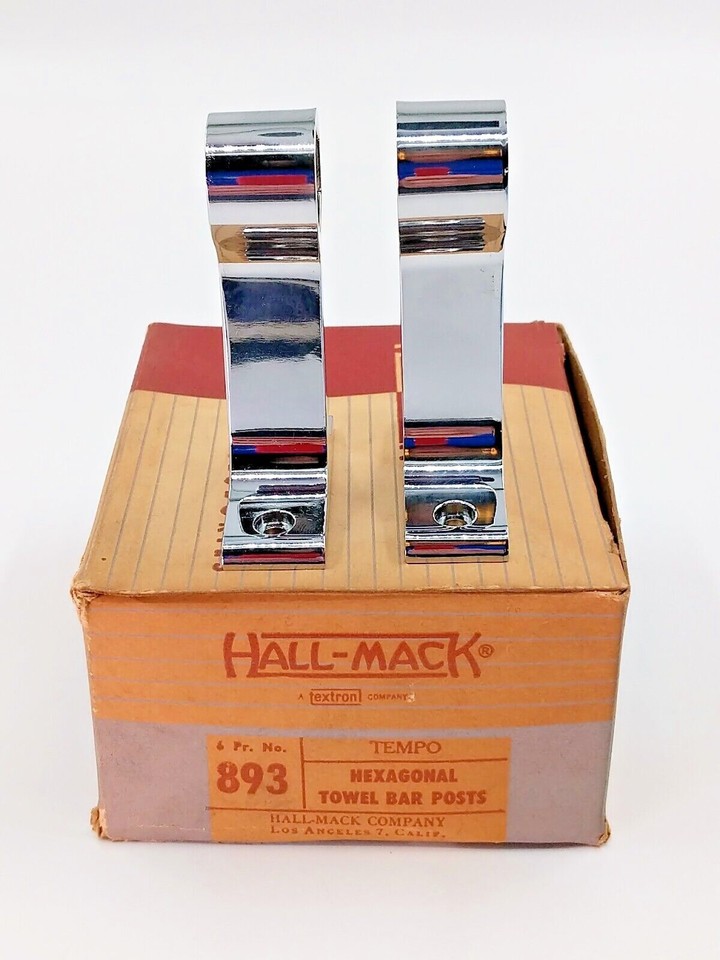 NOS! Chrome "Tempo" Hexagonal Towel Bar Posts by Hall-Mack, #893 SHIPS ...