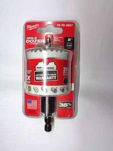 Milwaukee 49-56-9667 Hole Dozer 2", Bi-Metal Hole Saw w/ 3/8 in. Arbor ...