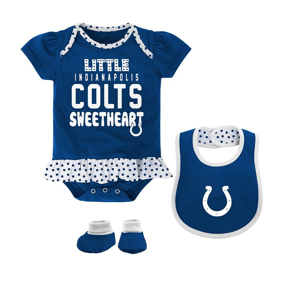 Indianapolis Colts NFL Infant Blue "Little Sweet" Creeper, Bib & Bootie ...