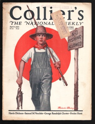 MAG: Collier's 4/2/1921-Fishing cover art by Frederic Stanley-Pulp ...