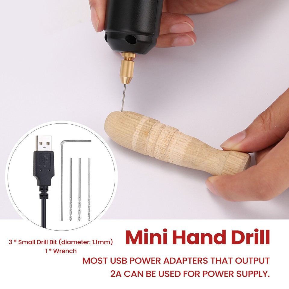 Micro Small Electric Hand Drill Puncher & 3 Bits fr Pearl Resin DIY ...