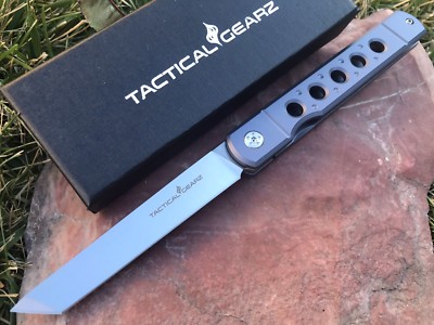 Full Tc4 Titanium Japanese Front Flipper Knife! Polished D2 Steel ...