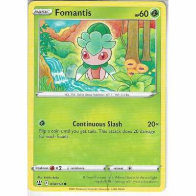 014/163 Fomantis | Common Pokemon Trading Card Sword & Shield Battle ...