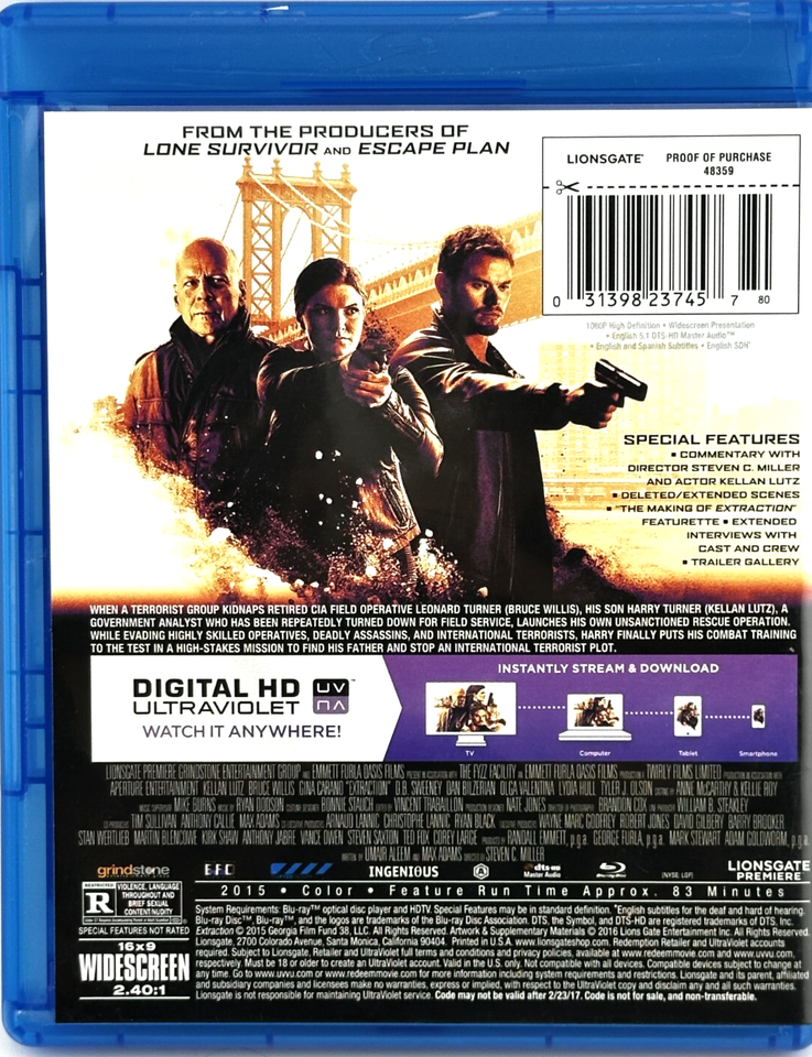 EXTRACTION (2015) BLU-RAY Lutz Willis Carano 31398237457| eBay
