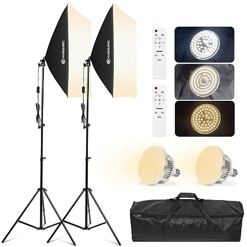 Softbox Lighting Kit, 20" X 28" Photography Softbox Kit, E27 Dimmable ...