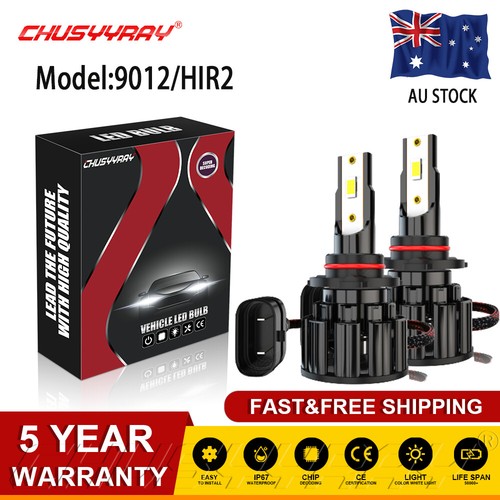 Pair 9012 HIR2 LED Headlight Conversion Kit High Low Beam Bulb Super ...