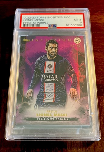 Lionel Messi 2022-23 Topps Inception UCC First XI Purple #24/25 PSA 9 ...
