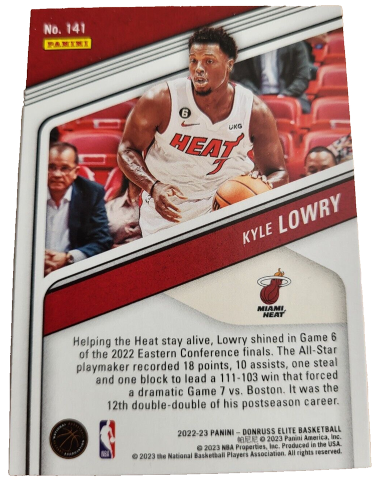 2023 Donruss Elite Kyle Lowry Miami Heat #141 NBA Basketball Card (G4 ...