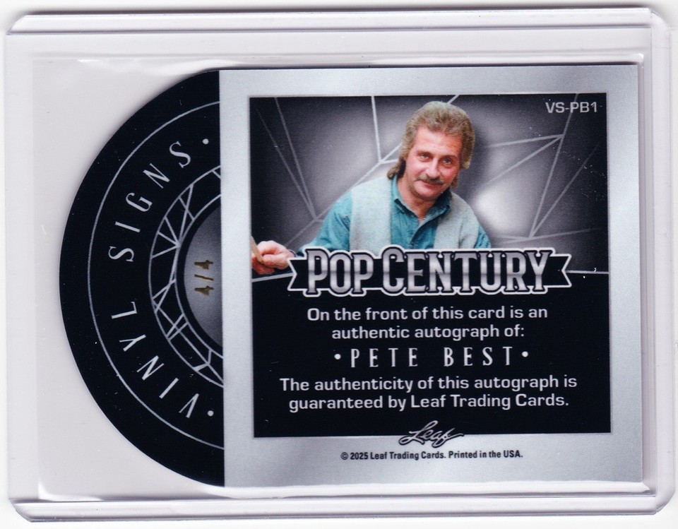 Pete Best 2025 Leaf Pop Century Autograph Card # 4/4 !! Auto Beatles ...