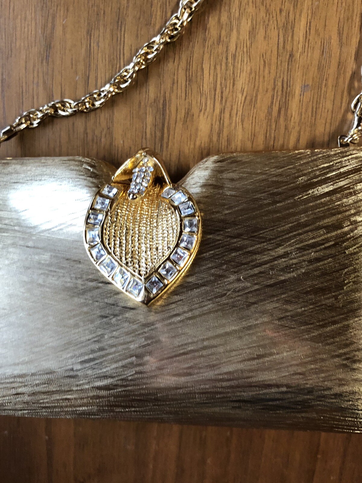 RODO Italy Gold Metal Bag Clutch Purse Shoulder Swaro… - Gem