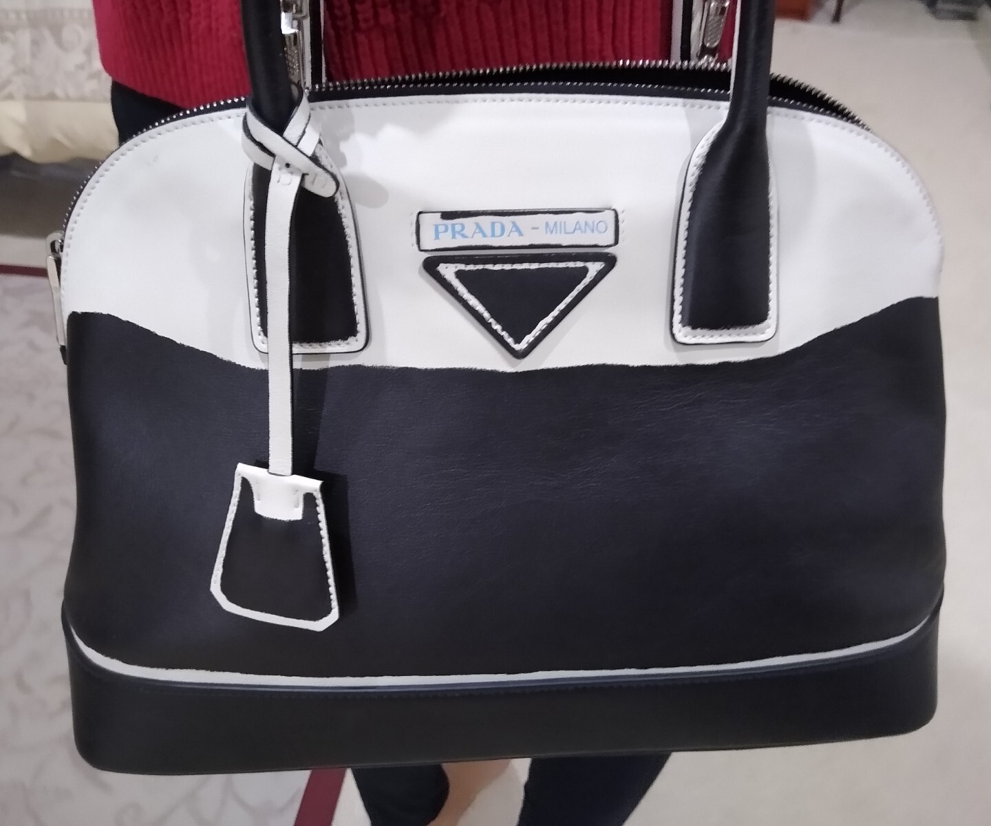 Rare Prada Black & White Designer Bowler Doctors bag … - Gem