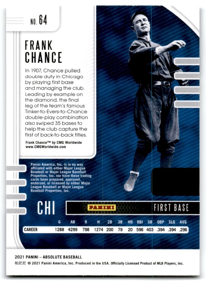 2021 Green Absolute Frank Chance., Chicago Cubs #64 | eBay