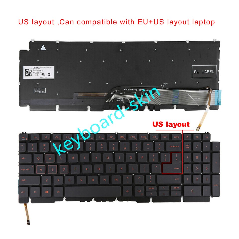 US Keyboard Red Backlit for Dell G15 (5510),G15 (5511),G15 5515 5520 ...