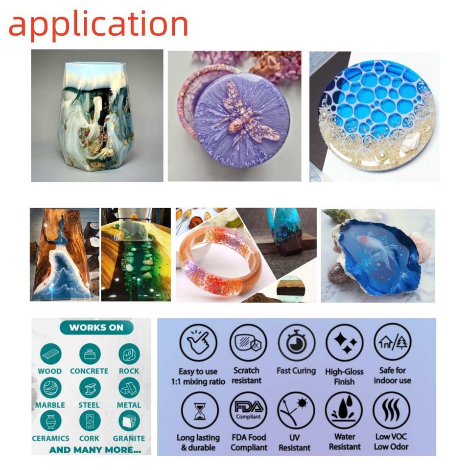 Crystal Clear Epoxy Resin - 1 Gallon Kit - FDA Compliant Food Safe 1:1 ...