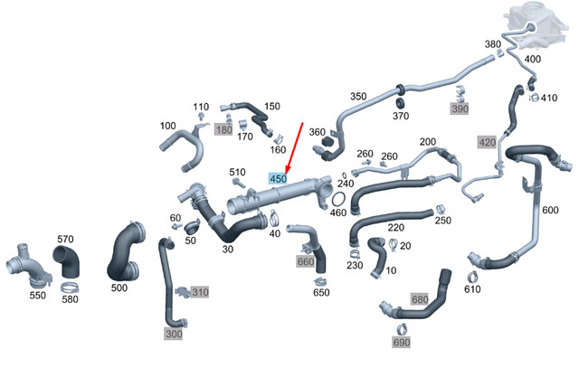 2017 MERCEDES BENZ C300 Coupe W205 RHD Coolant Line Pipe Tube ...