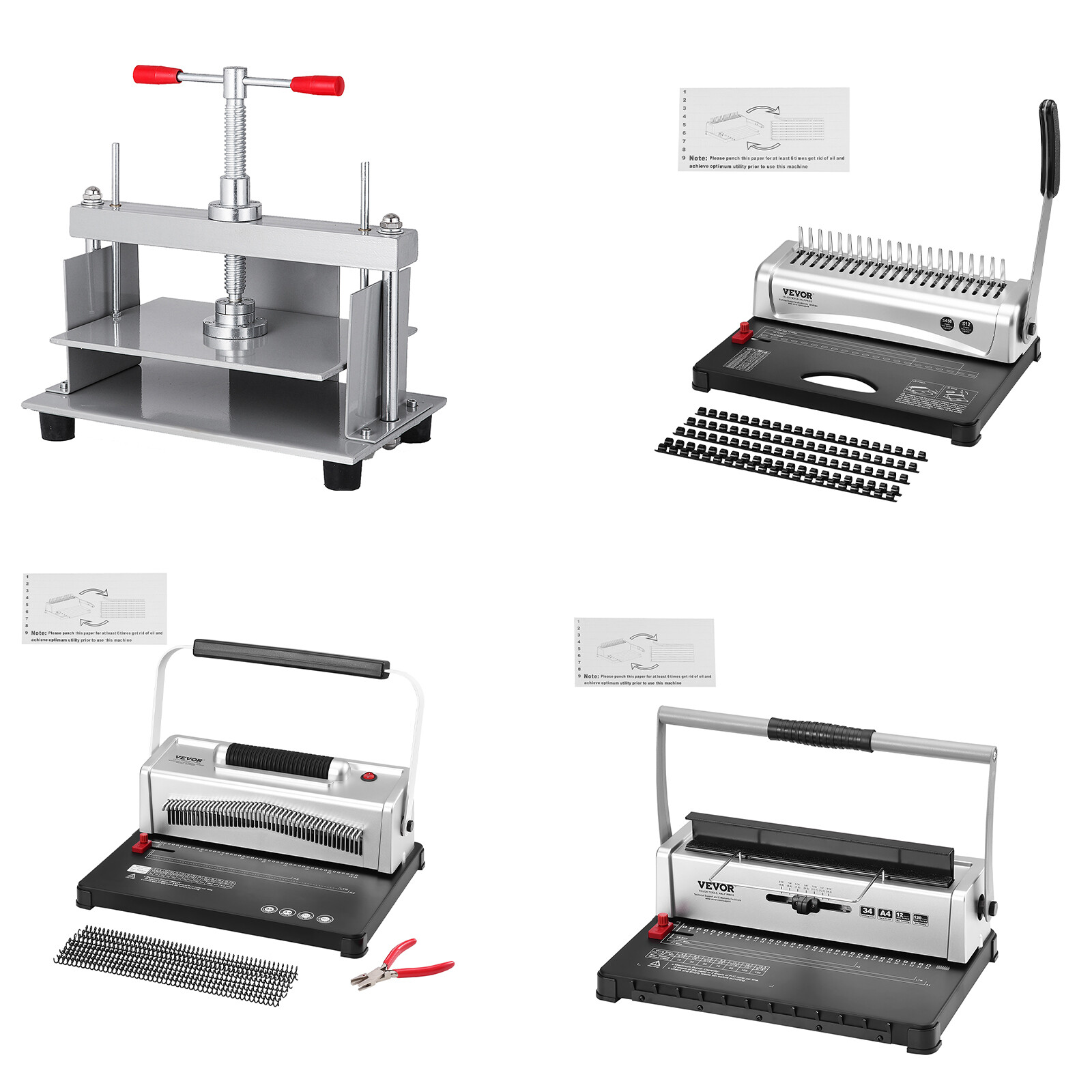 VEVOR Coil Spiral Binding Machine Manual Book Maker 34/21/46 Holes ...