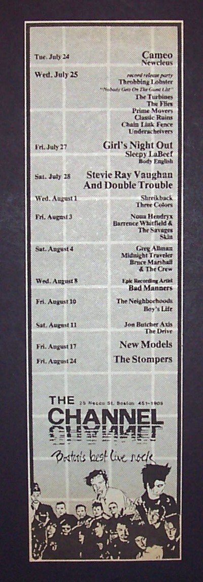 Stevie Ray Vaughan Couldn't Stand the Weather Tour The Channel Boston ...