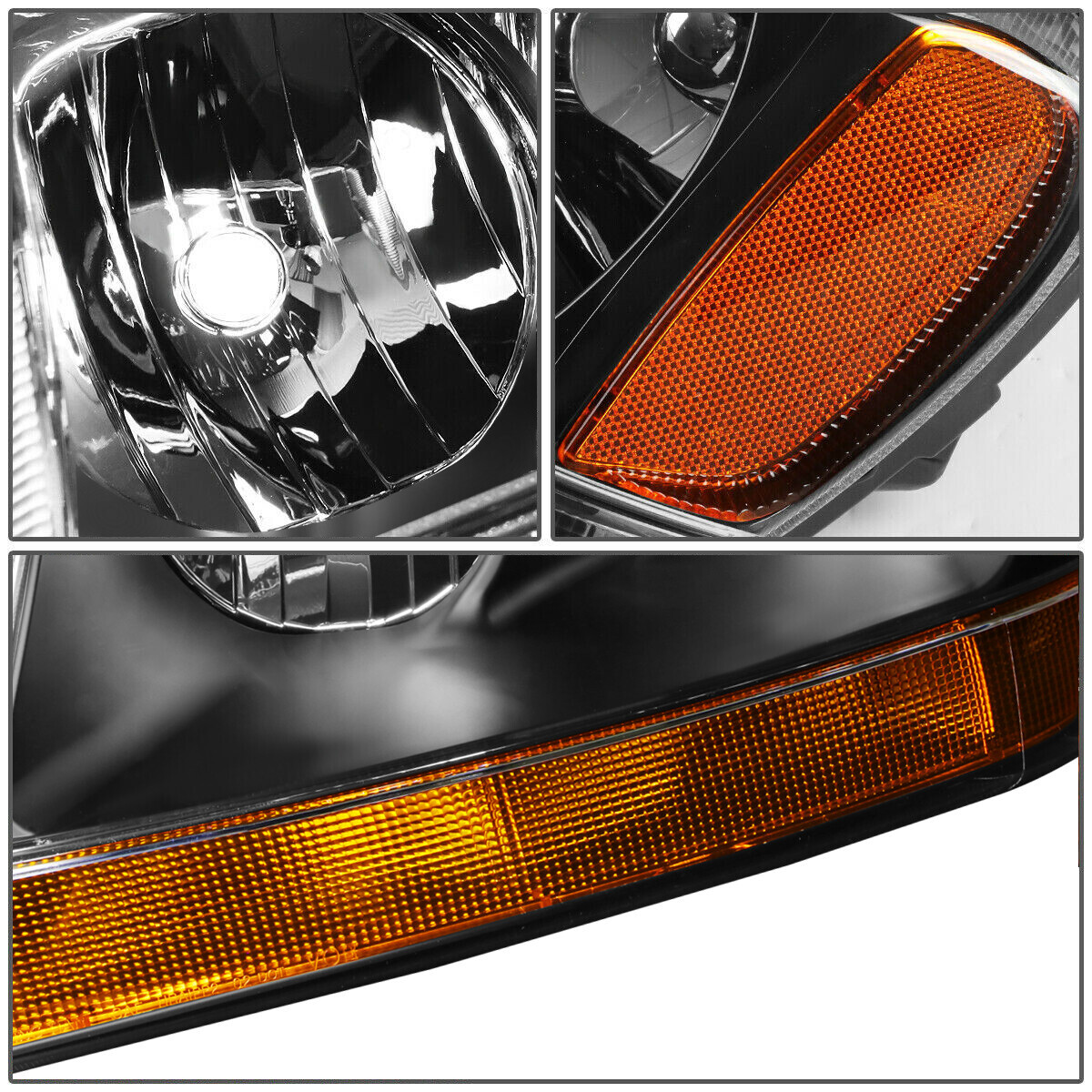 FOR 99-04 JEEP GRAND CHEROKEE WJ BLACK HOUSING AMBER CORNER HEADLIGHT ...