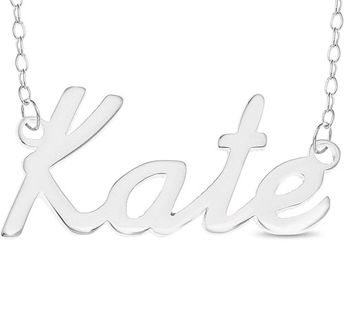 Kate Name Plate Necklace Pendent Sterling Silver female Personalized ...