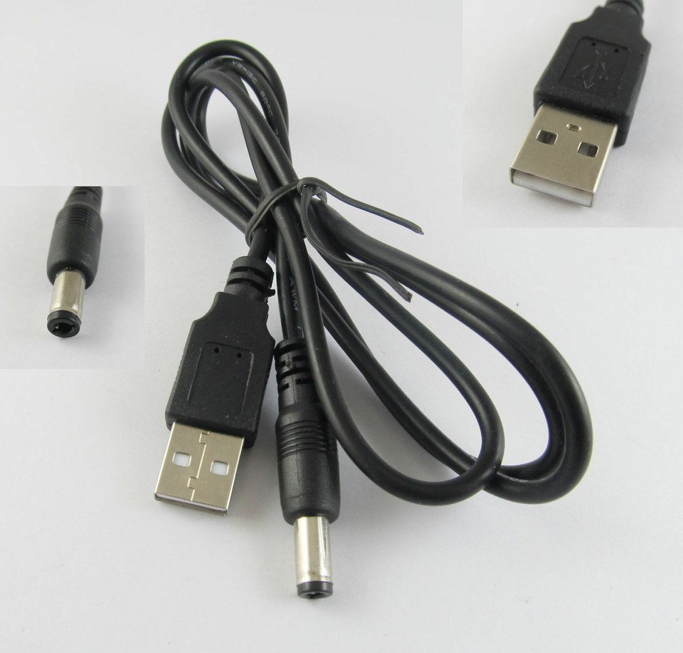 USB 2.0 A Male Plug To 5.5x2.5mm Male Charger Charging DC Power Supply ...