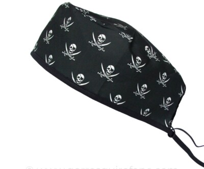 5-PACK Pirate Skull Adjustable Surgical Cap Scrub Hat Chemo Cap *MADE ...