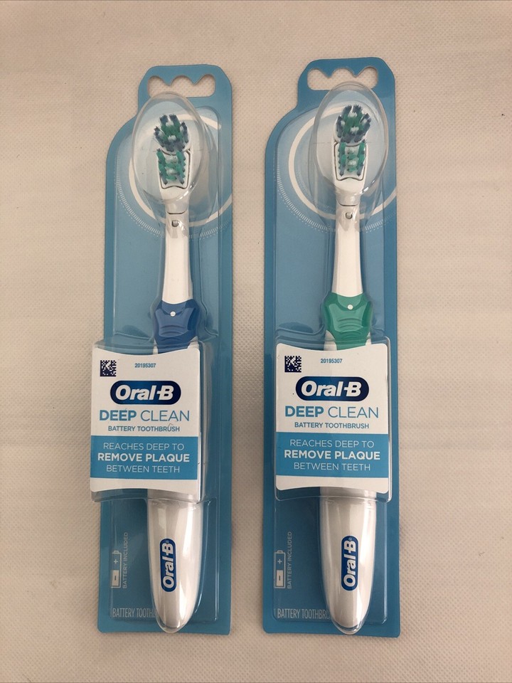 New 2 Oral-B Deep Clean Battery Power Electric Toothbrushes - Blue ...