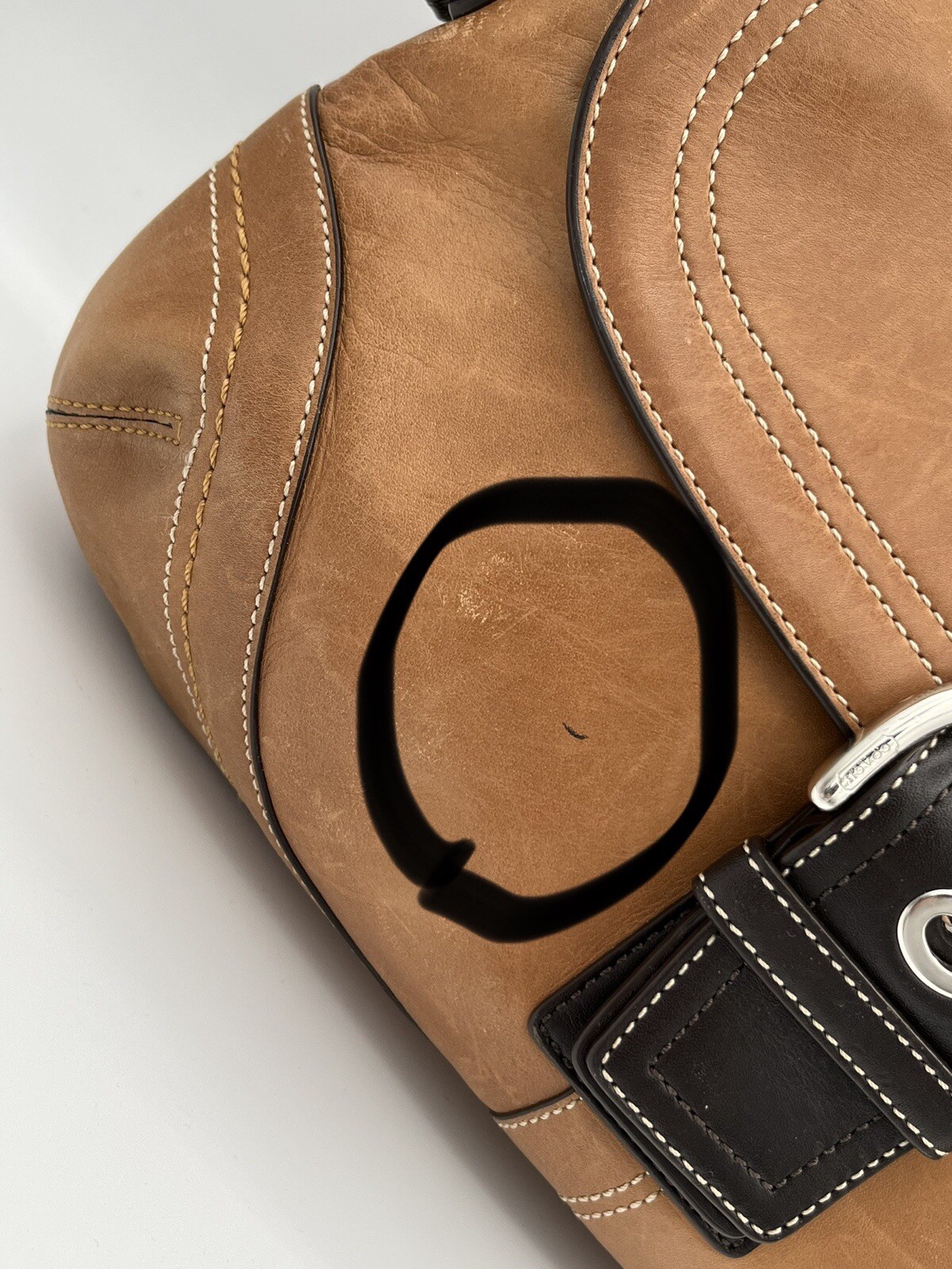 Coach Soho Shoulder Bag Burnish Tan & Brown 2 Tone Leather F10910 Vtg | eBay