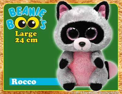 TY Beanis Boos Glubschis Large 24cm Plüsch Kuscheltier NEU - Waschbär ...